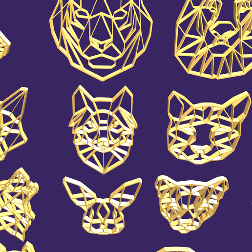 🪵 3D Geometric Animal Faces: Modern Interior Design・ STL File for 3D ...