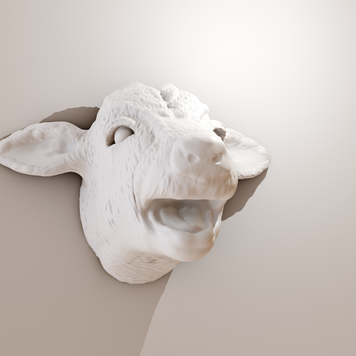 STL file cow calf head wall mount mouth open look up stl 🐄 ・3D print ...