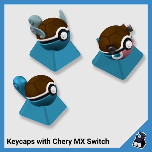 🐉 Pokemon keycaps pokeball - squirtle,Wartortle, Blastoise・ STL File ...