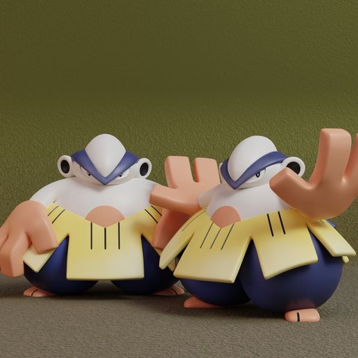 🐉 Pokemon - Hariyama with 2 poses・ STL File for 3D printing・Cults