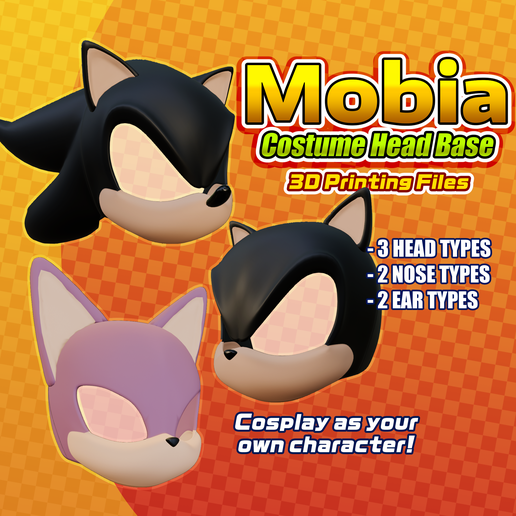🦔 Mobian Style Head Base for Cosplay, Costumes, & Fursuits [SET 2]・ 3D ...