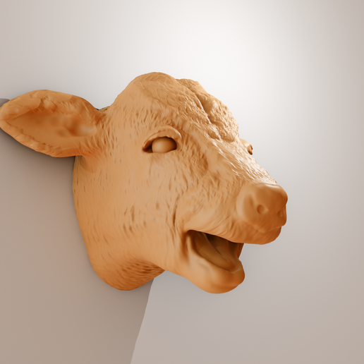 STL file cow calf head wall mount mouth open stl 🐄 ・Template to ...