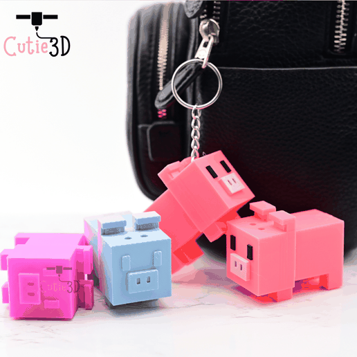 🐖 Cutie3D Blocky Pig Keycap Fidget Clicker Keychain - Cute Backpack ...
