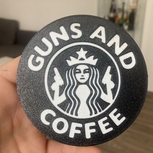 ☕ Guns and coffee coaster・ STL File for 3D printing・Cults