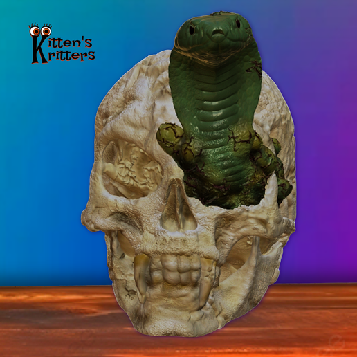 STL file REALISTIC VAMPIRE SKULL WITH SNAKE FIGURINE 🧛 ・Template to ...