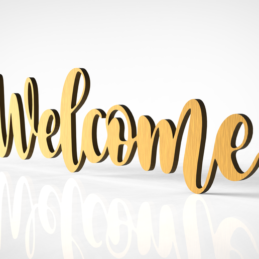 📁 Welcome Sign 3D Model | Single Piece Script Word | CNC Laser Cut SVG ...