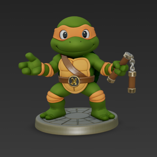 🐢 Michelangelo Chibi TMNT・Archivo STL para Impresión 3D・Cults