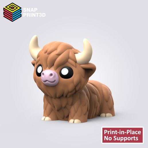 🐄 ARTICULATED FLEXI HIGHLAND COW (EASY PRINT NO SUPPORT)・ STL File for ...