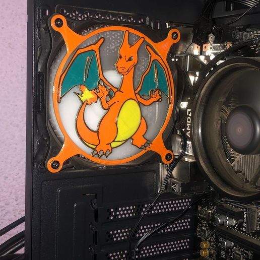 STL file 120mm fan cover pokemon charizard cubierta de ventilador fan ...