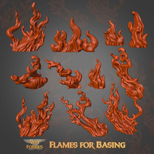 🎲 Stylized Flames for Basing・ STL File for 3D printing・Cults