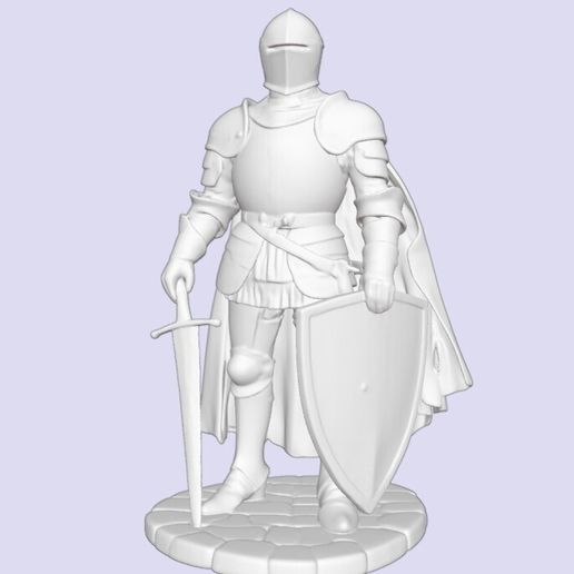 💂 Medieval Knight – Standing Guard with Sword and Shield・ STL File for ...
