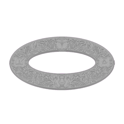 🖼️ Flat Oval Frame with Floral Scroll and Initial Cartouche Medallions ...