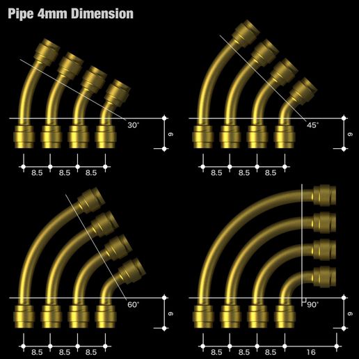 🌿 Pipe 4mm Connector Set・ STL File for ・Cults