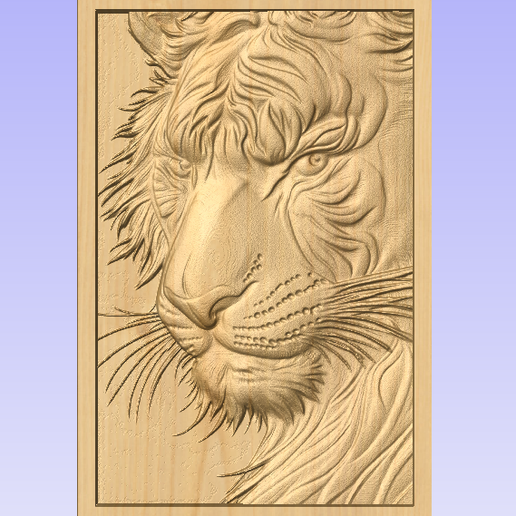 🐅 Tiger Head – 3D Relief STL Model for CNC Wood Carving・ STL File for ...