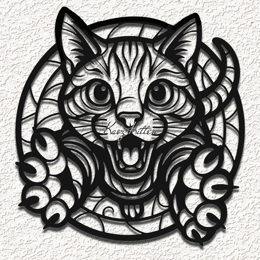 🐱 kitty cat glass wall art home decor・ STL File for 3D printing・Cults