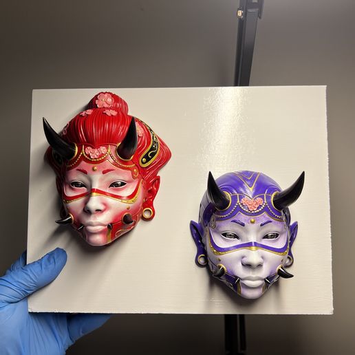 3D printed Hannya wall masks • made with Elegoo Saturn 2・Cults