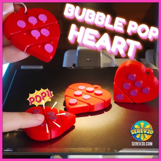💜 Bubble Pop Heart (Heart Fidget Pack) with Keychain Versions, No ...