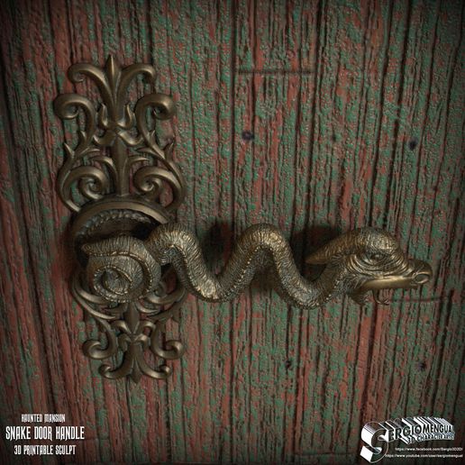 👻 Haunted Mansion Snake Door Handle 3D Printable Sculpt・ 3D File for 3D ...