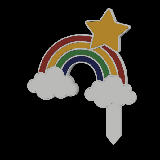 🌈 Rainbow clouds star cake topper・ STL File for 3D printing・Cults