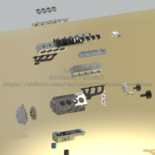 🚙 CHEVROLET LS3 - ENGINE・ STL File for 3D printing・Cults