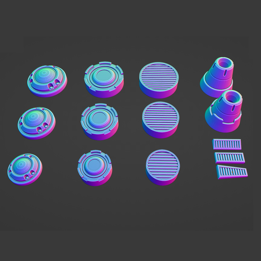 🎲 Sci-fi bits and greeblies for kitbashing - Assortment #1・Free STL ...