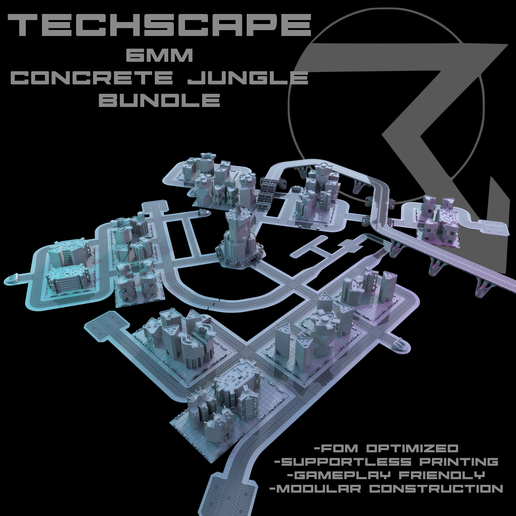 🎲 TECHSCAPE - 6mm - Concrete Jungle (Hexless Battletech Terrain)・ 3D ...