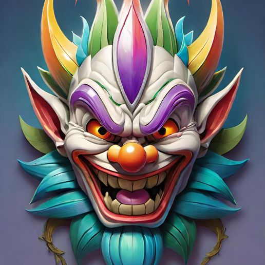 3D file colorful clown face with horns 🎨 ・3D print design to download・Cults