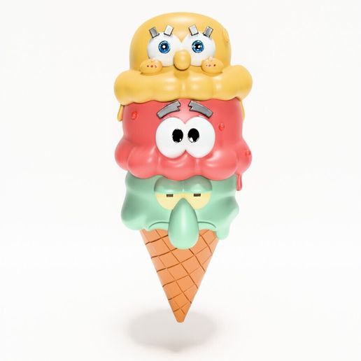 🧊 SpongeBob SquarePants Patrick and Squidward Ice Cream toy・ STL File ...