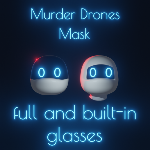 🎭 Murder Drones Mask V1 for Cosplay・ STL File for 3D printing・Cults