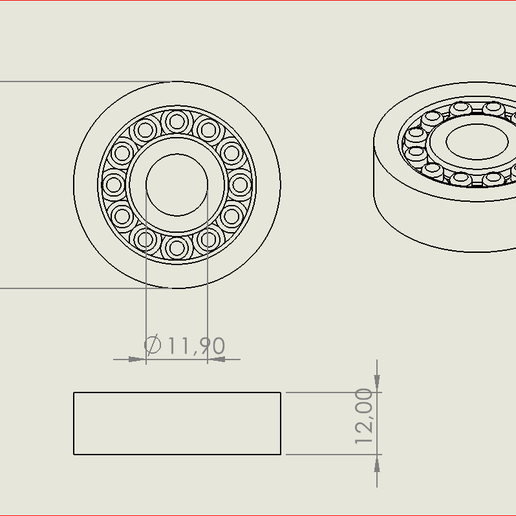 STL file Bearing ID:12mm OD:40mm print in place customizable 👌 (3MF and ...