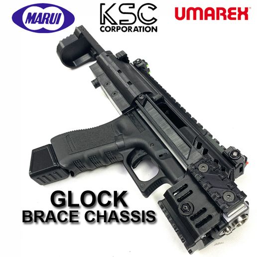 🔫 Airsoft Glock Brace Chassis Stock Carbine Kit Glock 17 Glock 19 Glock 34 TM Clones KSC VFC ...