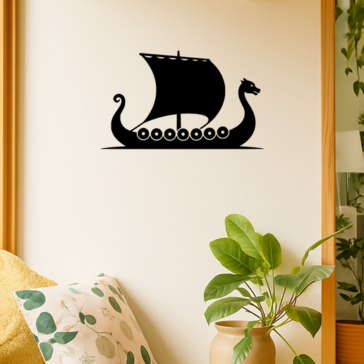 🎨 Viking Longship Side View — Wall Art SVG・ STL File for 3D printing・Cults
