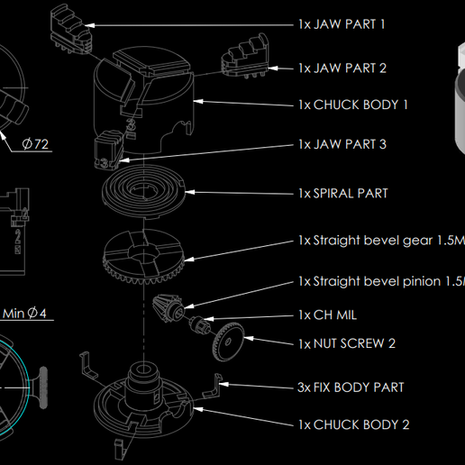 STL file MINI LATHE CHUCK 🖼️ ・3D printer design to download・Cults