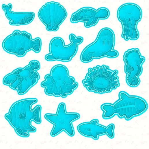 🌊 Marine Ocean animals cookie cutter set of 15・ 3D File for 3D printing ...