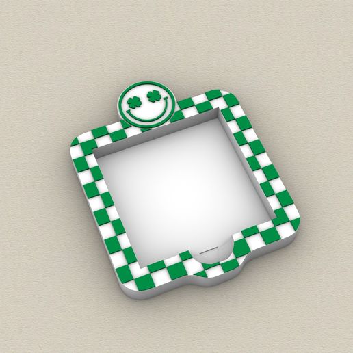🏢 Post-It, Sticky Note Holder smiley checkered st patricks - 3MF pre ...
