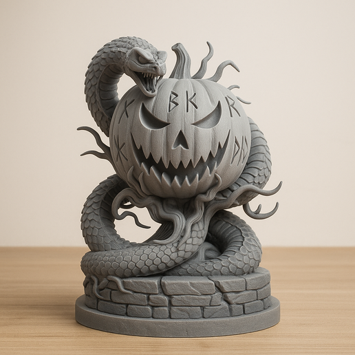 🎃 Evil Pumpkin Serpent Statue – Halloween 3D Print Model・ STL File for ...