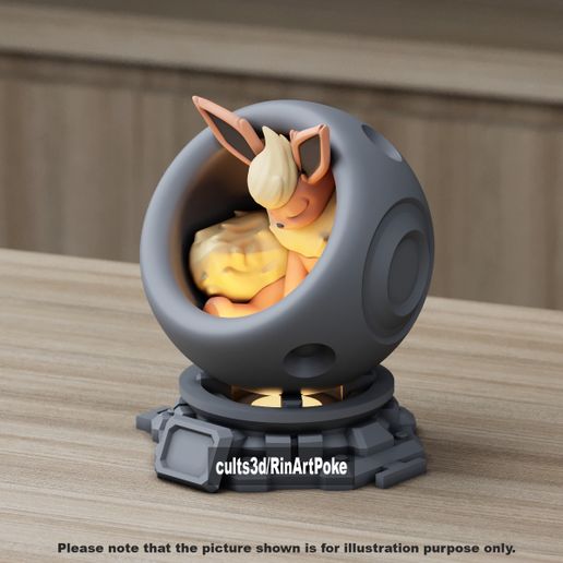 🐉 Flareon in healing machine pods from pokemon・ STL File for 3D printing・Cults