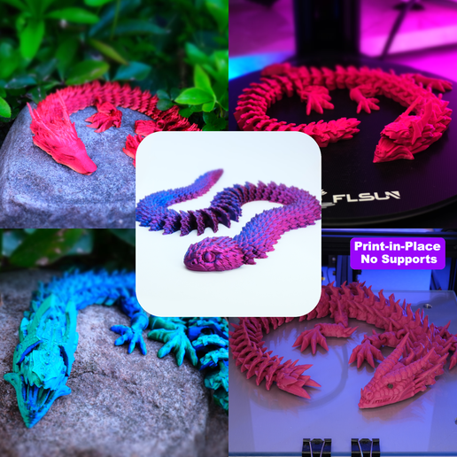 🐍 Articulated Dragons Set | 3 flexi dragons | + SNAKE・ 3D File for 3D ...