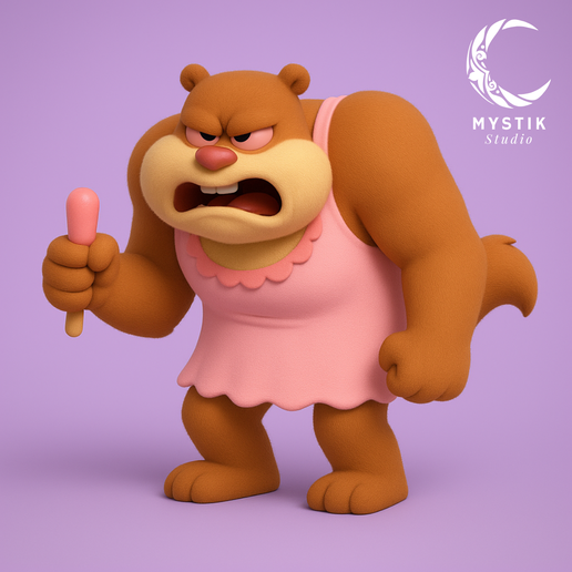 👾 Buff Hibernating Sandy Cheeks・ STL File for 3D printing・Cults