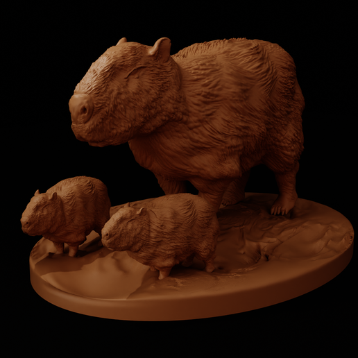 👪 Capybara family STL・ STL File for 3D printing・Cults