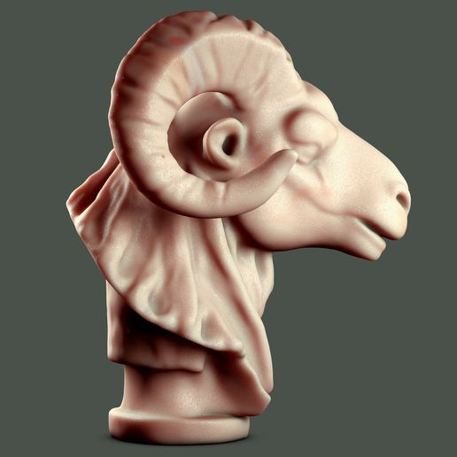 🐏 Ram Head Bust Sculpture・ STL File for 3D printing・Cults