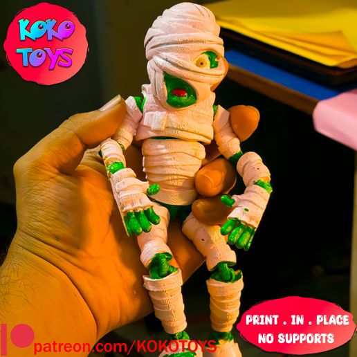 👻 CUTE FLEXY ARTICULATED MUMMY PRINT-IN-PLACE (FREE)・Free STL File for ・Cults