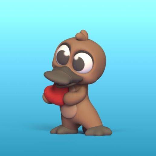 🦆 Platypus with Heart・ 3D File for 3D printing・Cults