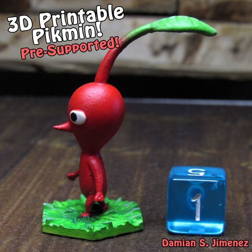 🎲 Red Pikmin 3D Printable model, pre-supported・ STL File for ・Cults