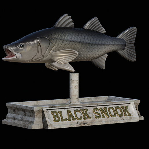 STL file fish black snook / robalo / Centropomus nigrescens open mouth ...