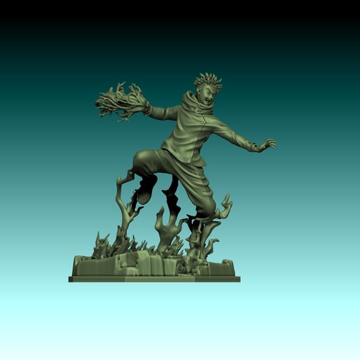 👾 Anime Style Cursed Energy Fighter Action Figure STL | Dynamic Pose 3D ...