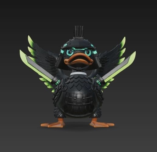 🦆 Cyber-Samurai Duck Figure – 3D Printable STL Model – Futuristic Neon ...