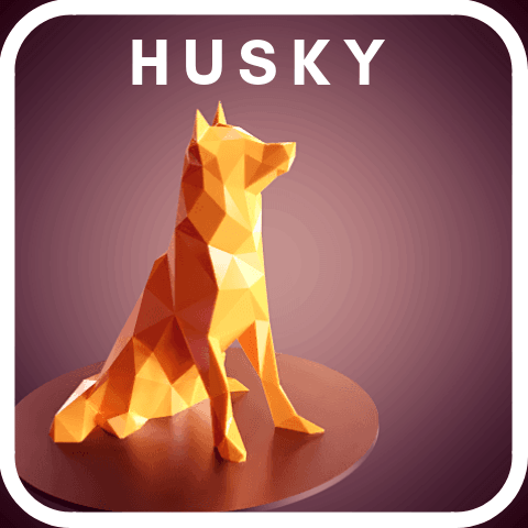 🐕 Dog Husky low poly・ STL File for ・Cults