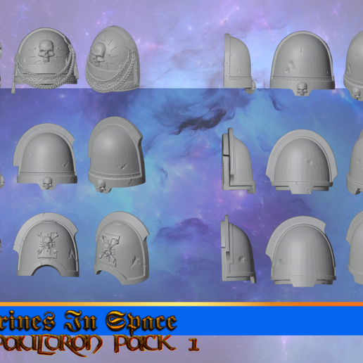🎲 Marine Pauldron Pack・ STL File for 3D printing・Cults