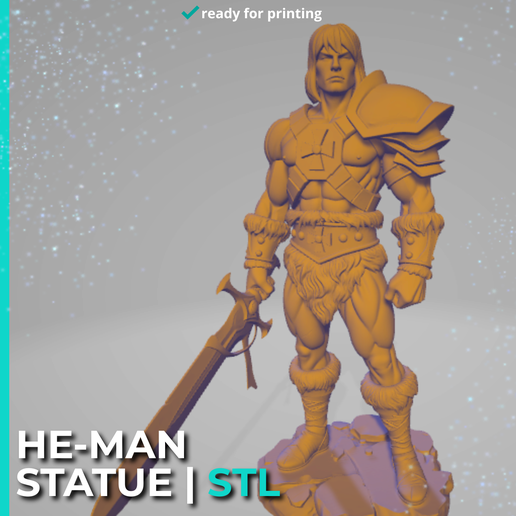 👾 He-Man Statue STL – Masters of the Universe Inspired Barbarian Hero ...